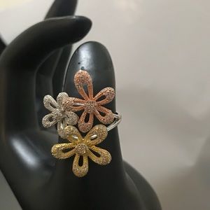 Jewelry | Tricolor Flower 925 Ss W Cz Ring | Poshmark